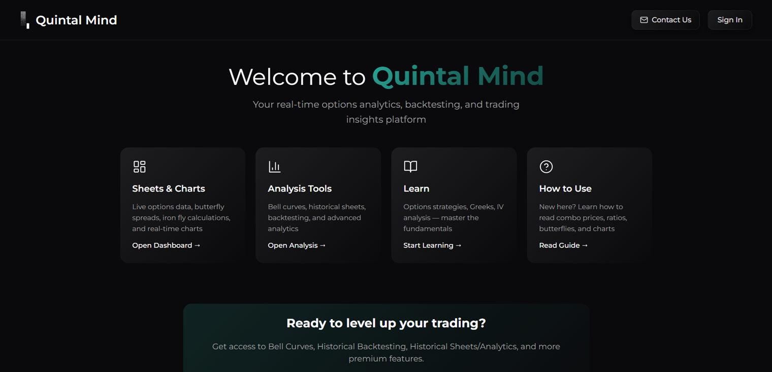 Quintal Mind — Real-Time Options Analytics for Nifty, BankNifty & Sensex